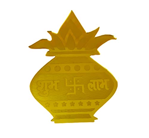 DMS RETAIL Acrylic Golden Shubh Labh Kalash for Door Entrance Wall ...