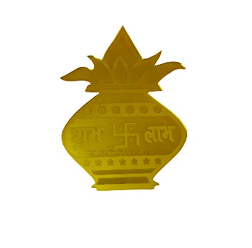 DMS RETAIL Acrylic Golden Shubh Labh Kalash for Door Entrance Wall ...