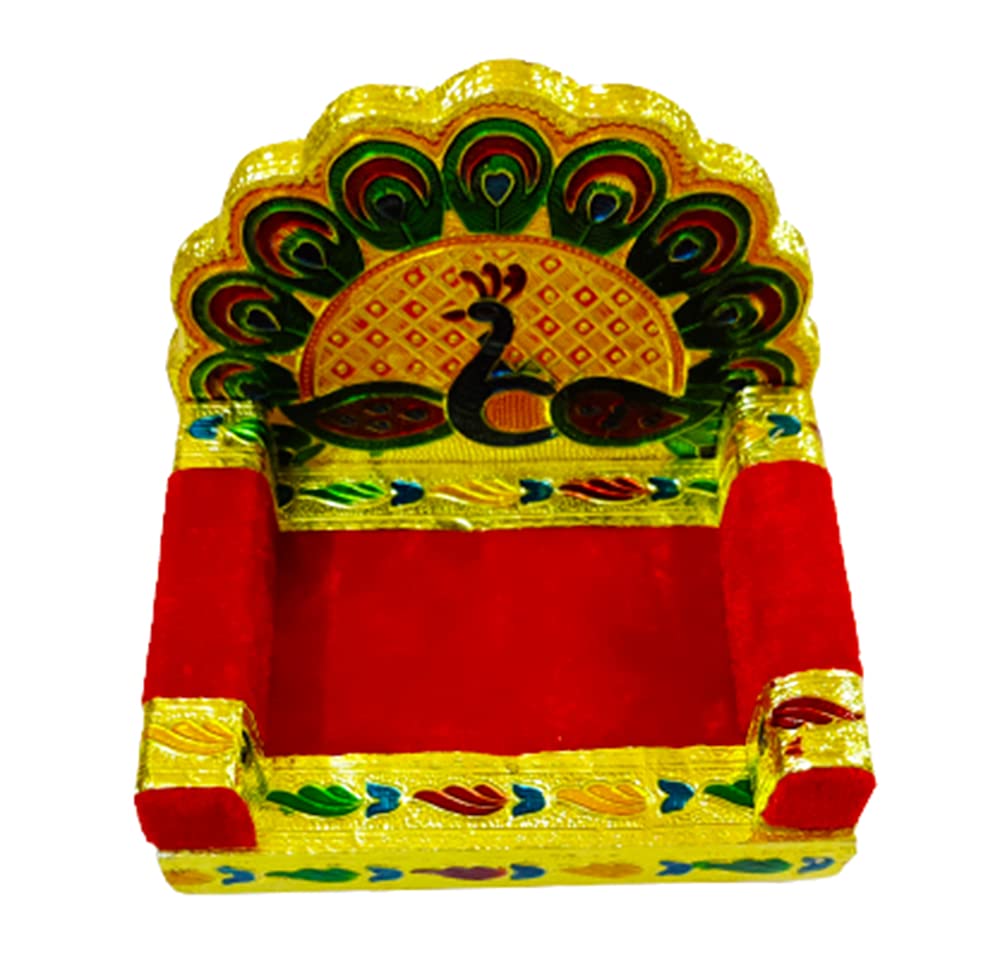 DMS RETAIL Wooden Handcrafted Peacock Sinhasan for Mandir|Sihasan for ...