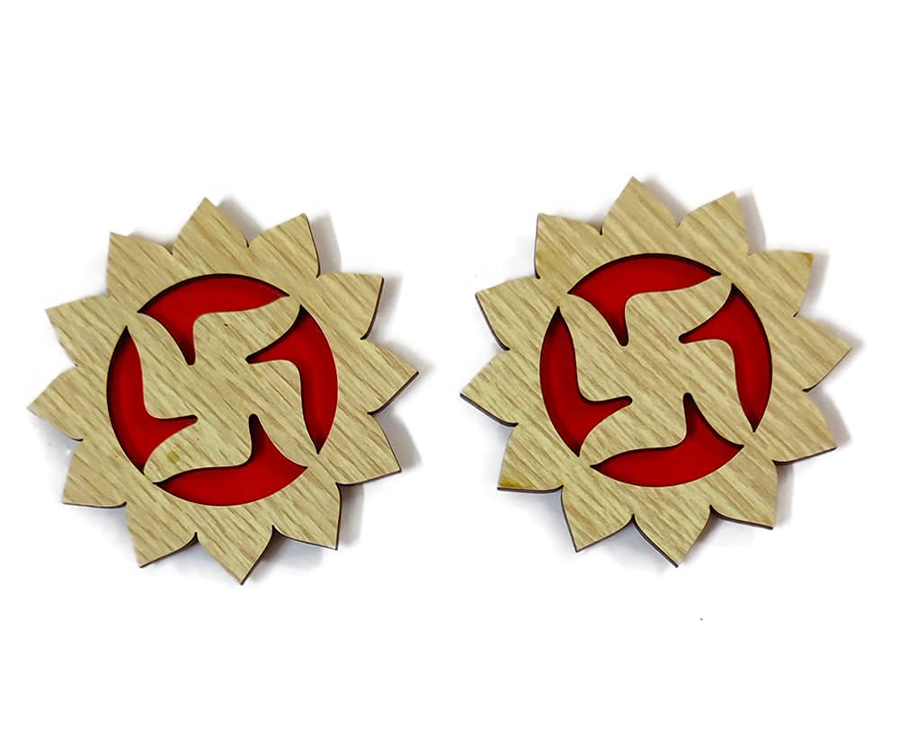 DMS RETAIL Wooden Swastik Sticker for Door Entrance|Diwali Decoration ...