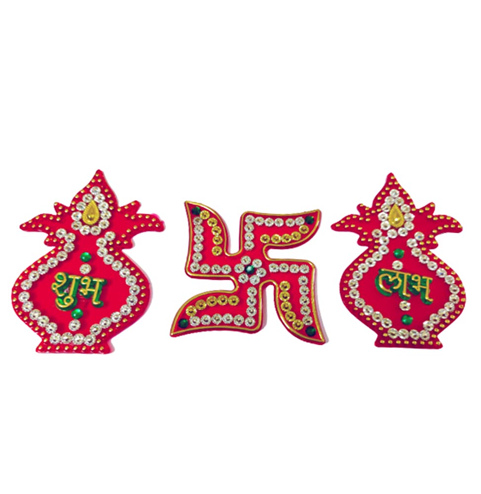 DMS Retail Creation Shubh Labh Kalash Swastik Sticker for Door Decorat ...