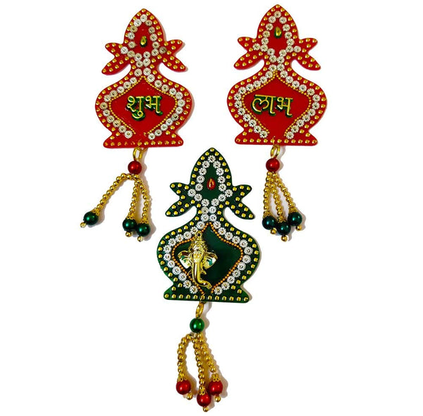 DMS Retail Handcrafted Acrylic Pearl Stone Zoomar Studded Shubh Labh G ...