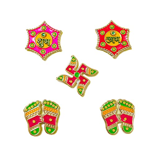 DMS Retail Metal Shubh Labh Laxmi Feet Swastik Sticker for Door ...